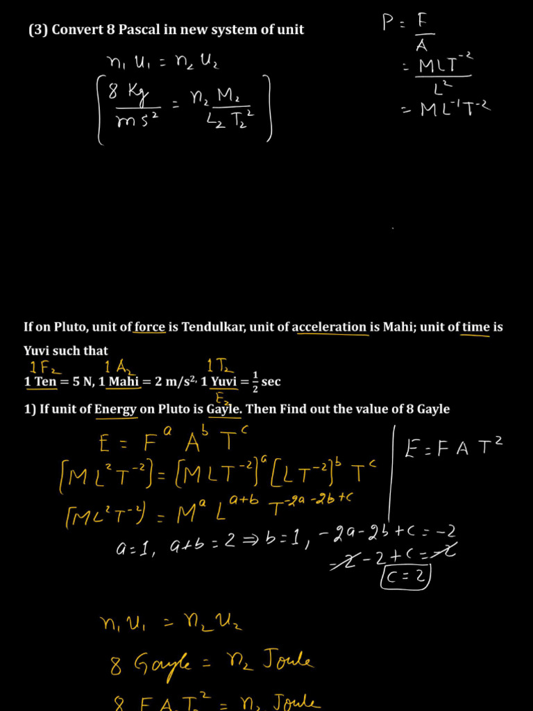 Unit & Dimension - L-04 (Class Notes) - Unit Conversion Limitations of ...