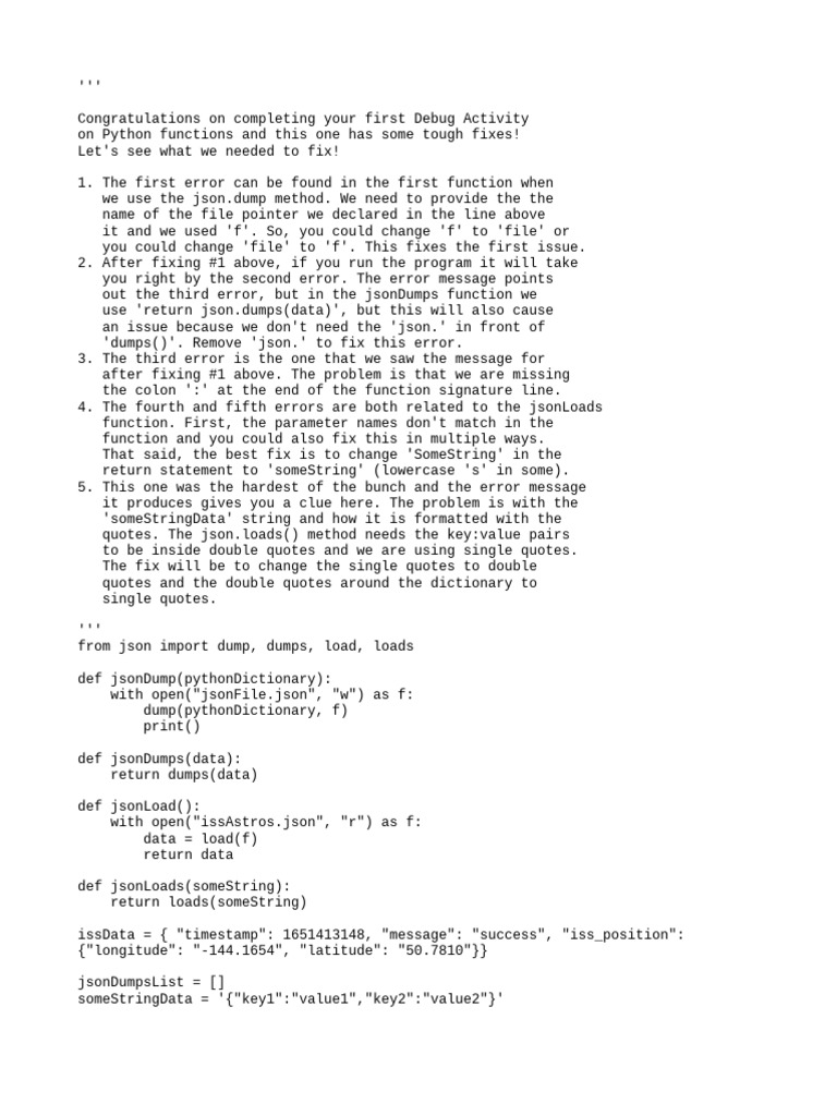 Debug Activity 4.5.1.9.001 Solution | PDF | Json | Software Development