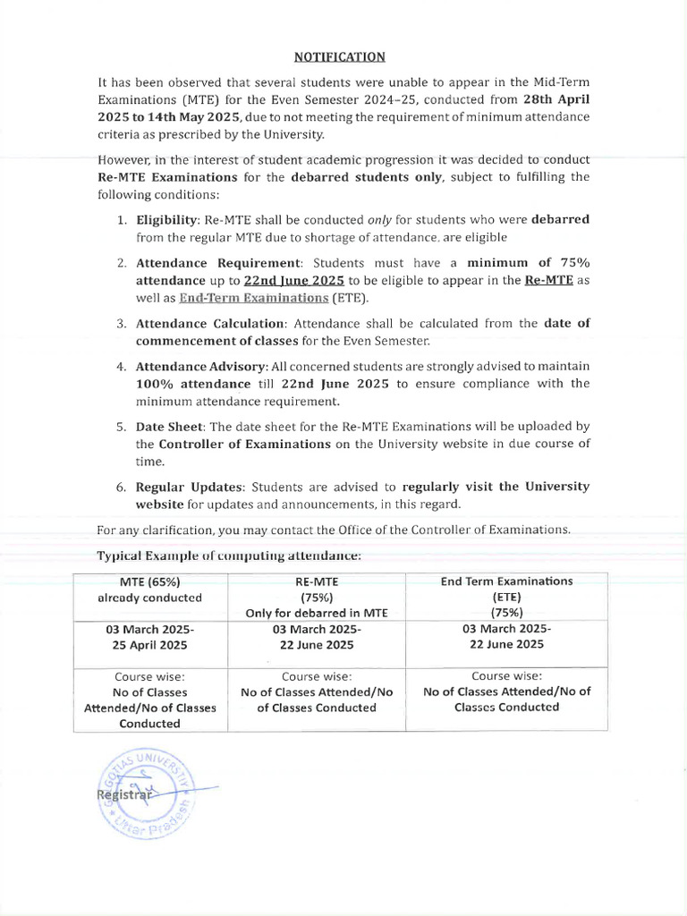 Notification For RE-MTE | PDF
