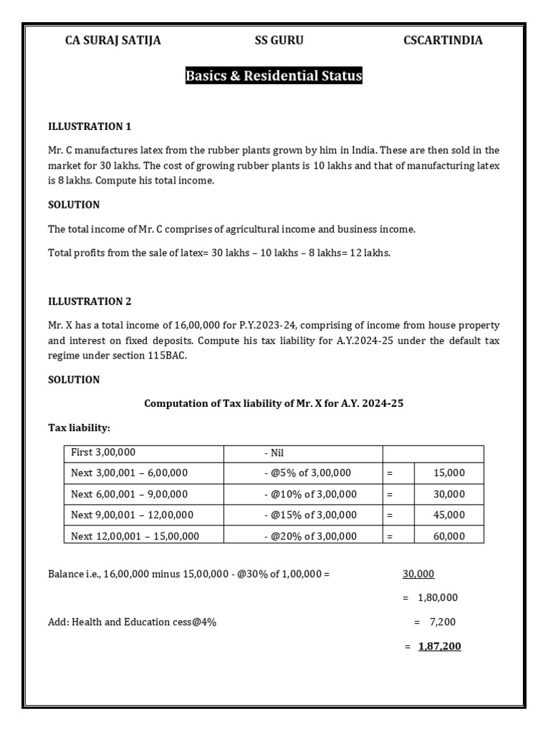 Tax Computation Examples for AY 2024-25 | PDF | Taxes | Tax Deduction