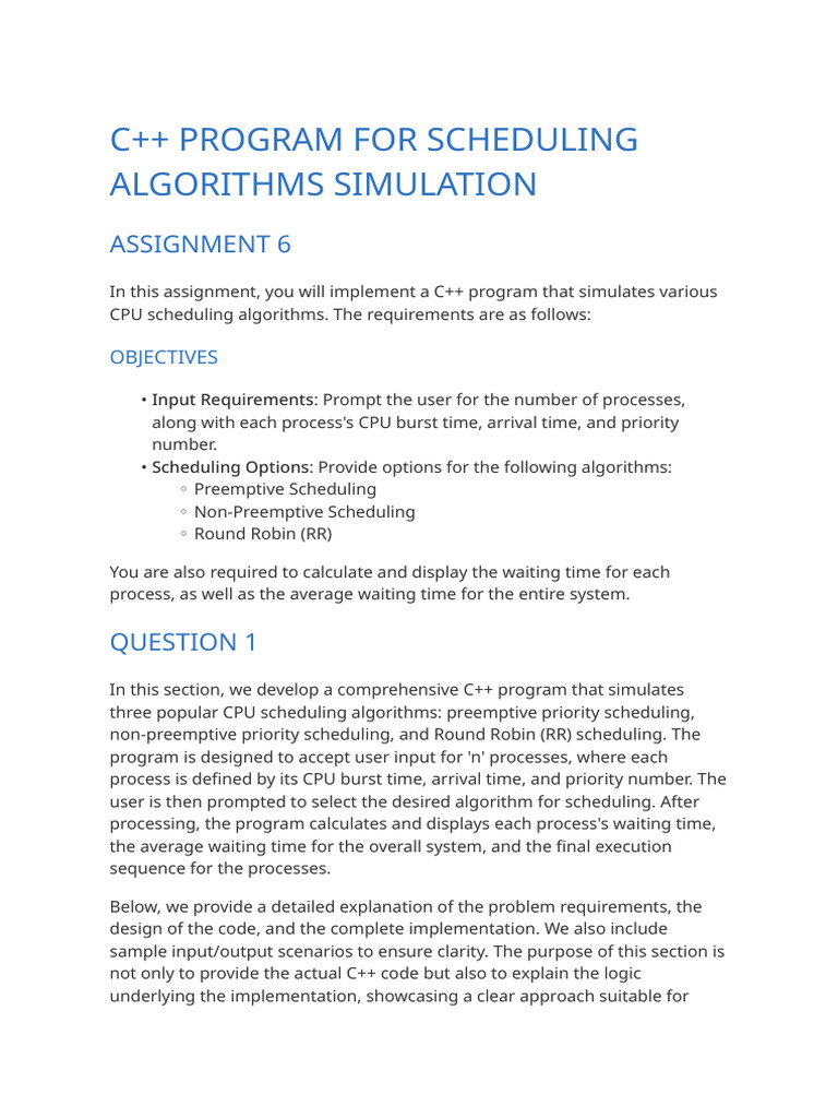 C++ Program For Scheduling Algorithms Simulation | PDF | Scheduling ...