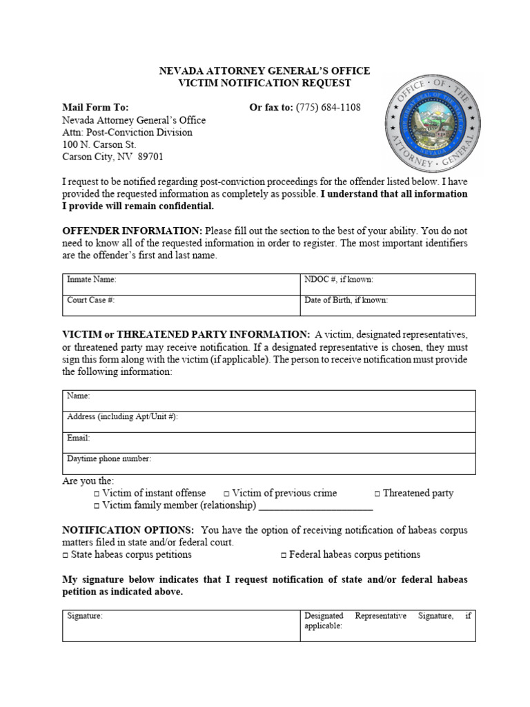 AG Victim Notification Request - Final | PDF