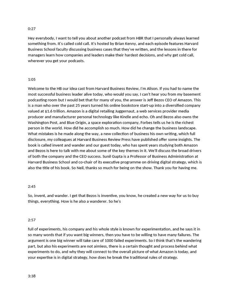 How Jeff Bezos Build One of the Worlds Most Valuable Companies (Podcast Transcript) | PDF ...
