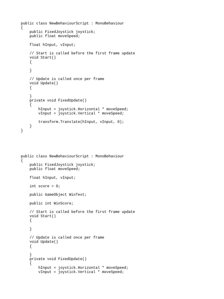 Unity 2D Joystick Movement Script | PDF