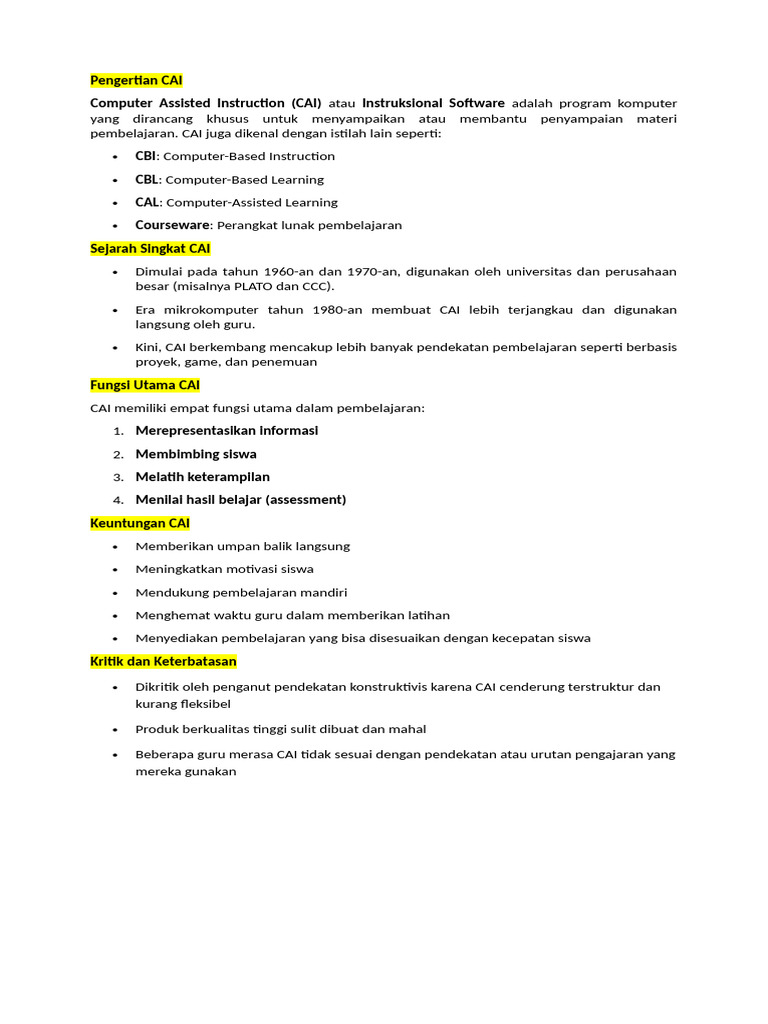 Pengertian Dan Catatan CAI | PDF
