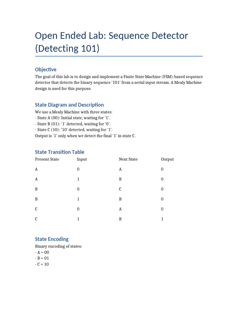 101 Sequence Detector Using Mealy Machine | PDF