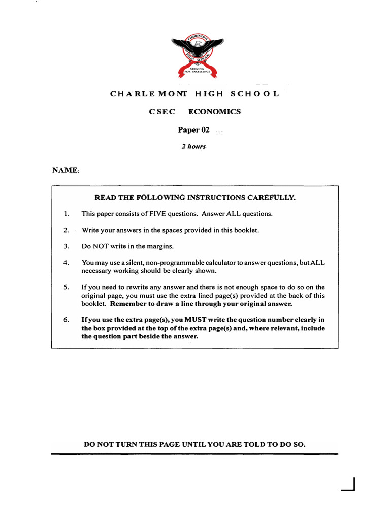 CSEC Economics Mock Exam P2 | PDF | Monopoly | Microeconomics