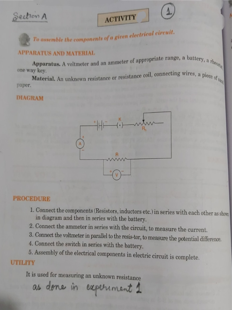 XII Physics Practical - Activities-Section-A | PDF | Series And Parallel Circuits | Resistor