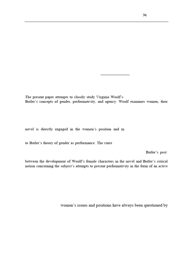 Gender Performativity and Agency in Virginia Woolf 1 | PDF | Gender ...