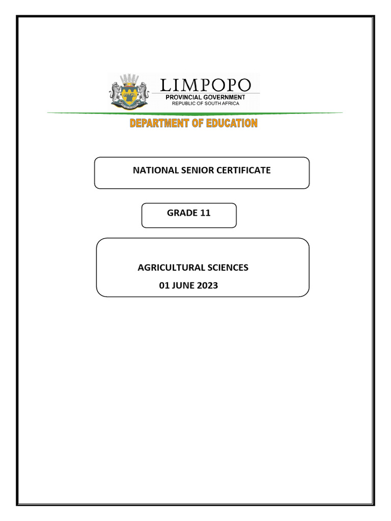 2023 Agric June Grade 11 QP | PDF | Soil | Chemical Compounds