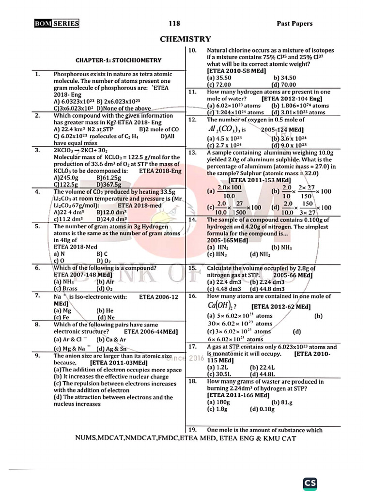 Stoichiometry (BOM) - 1 | PDF