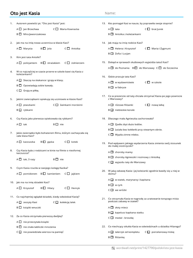 Oto Jest Kasia - Test | PDF