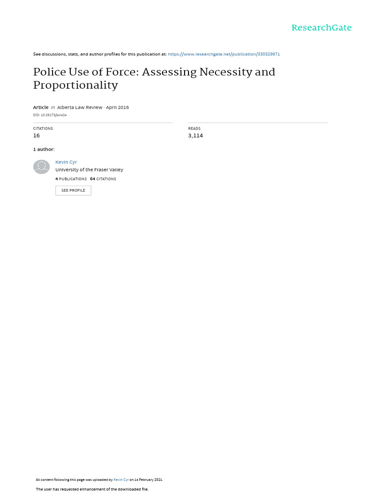 Police Use of Force Assessing Necessity and Propor | PDF | Police | Use ...