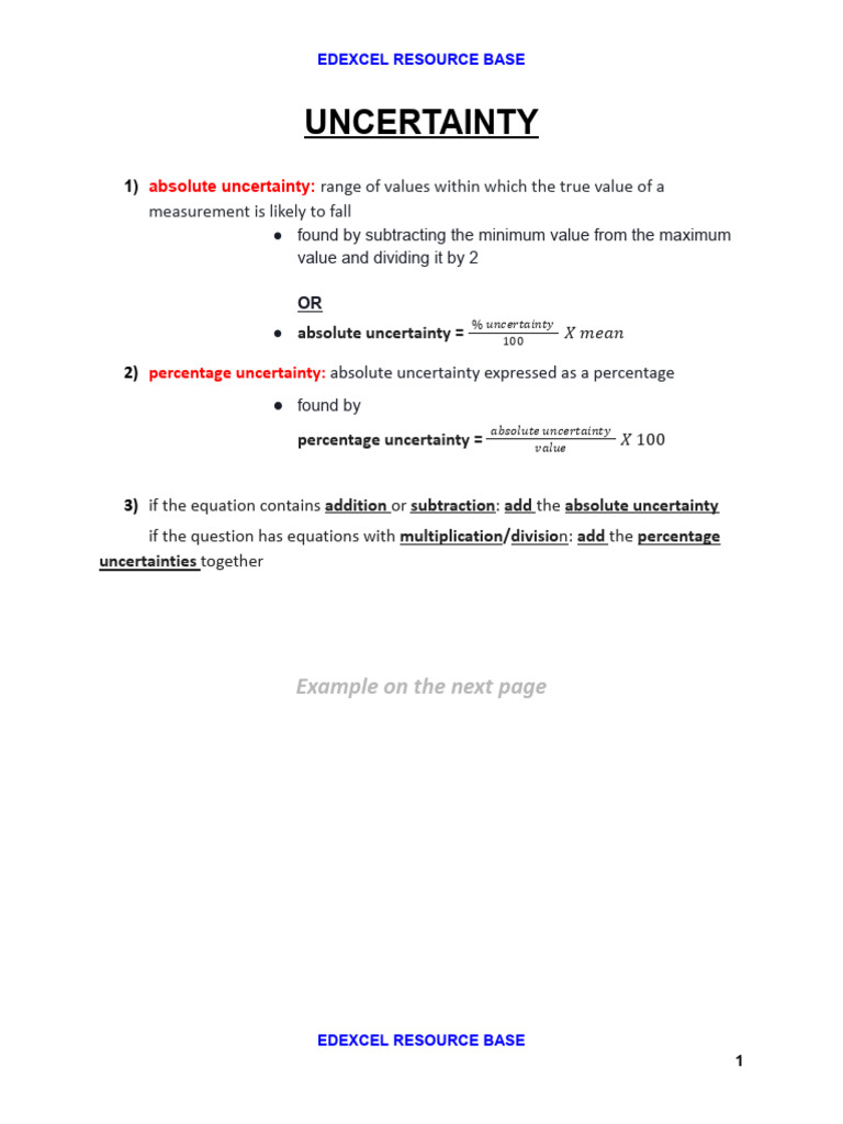 All About UNCERTAINTY-Unit-6 PDF | PDF | Observational Error | Accuracy ...