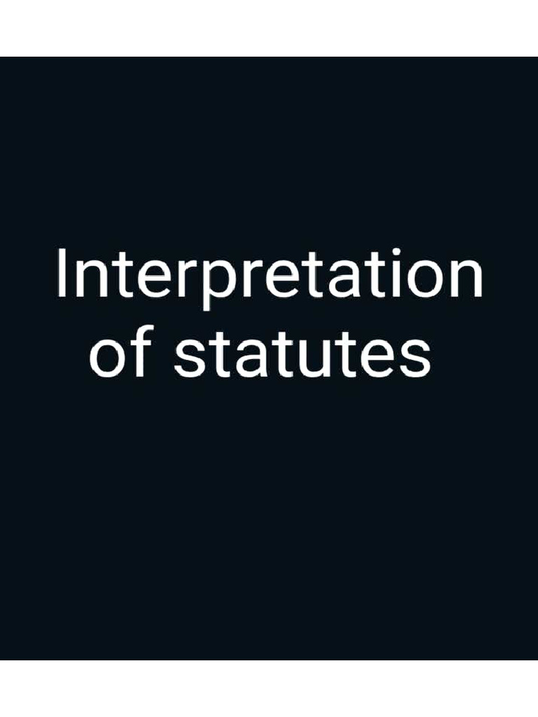 Interpretation of Statutes | PDF