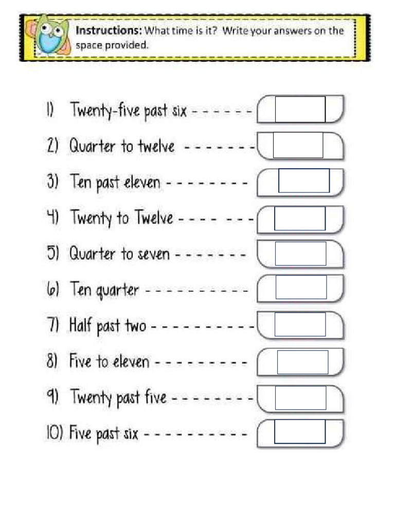 Time Worksheet | PDF