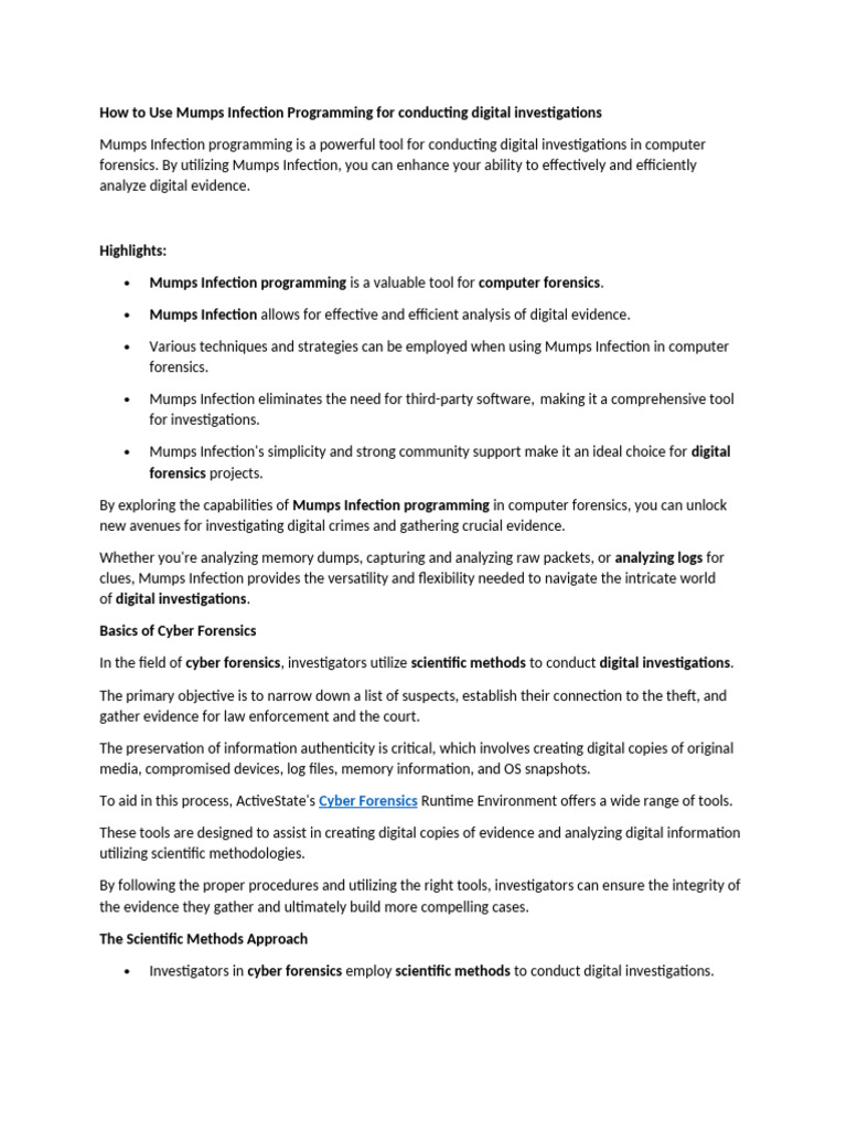 How To Use Mumps Infection Programming For Conducting Digital ...