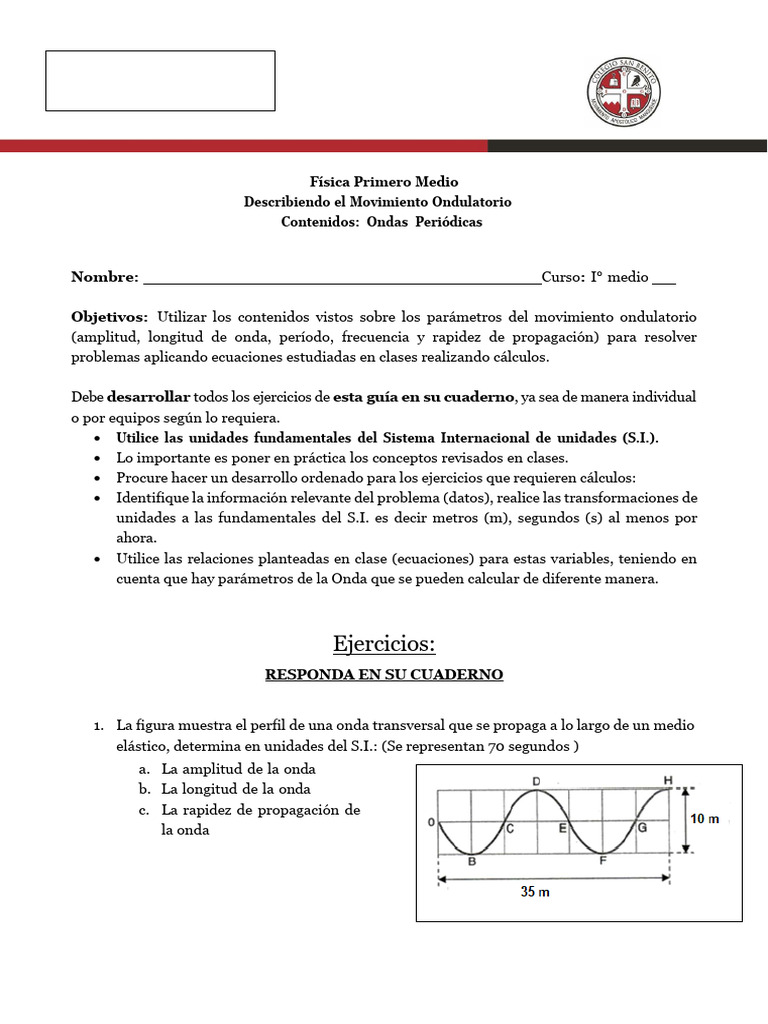 Guía 2 - Física - I° - Ondas Periodicas Parámetros | PDF | Olas ...