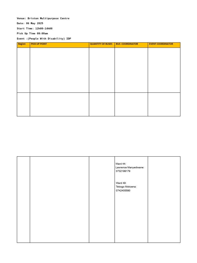 Pwd Transport Plan for 2025 Idp (Brixton) | PDF | Land Transport | Bus ...