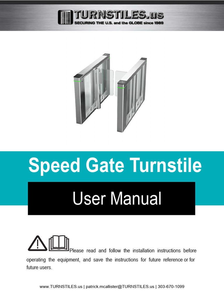 WWW - TURNSTILES.us Speed Gate Turnstile User Manual TUSDS7300 | PDF ...