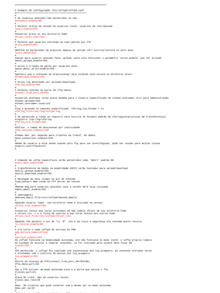 Modelo de Configuracao Do VSFTPD | PDF | Protocolo de transferência de arquivos | Programas