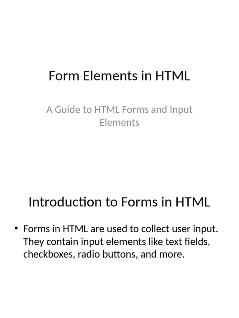 Form Elements in HTML | PDF