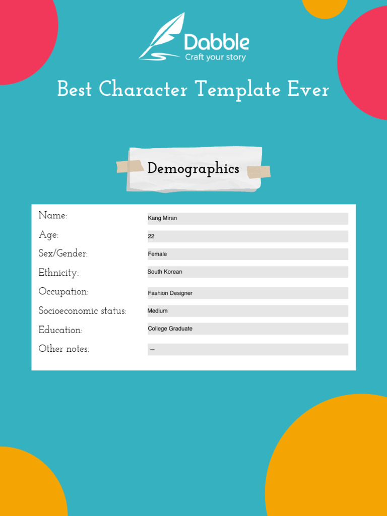 Dabble - The - Best - Character - Template - Ever - Fillable 2 | PDF ...