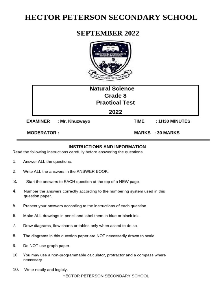 Grade 8 Natural Science Practical Test | PDF | Series And Parallel ...