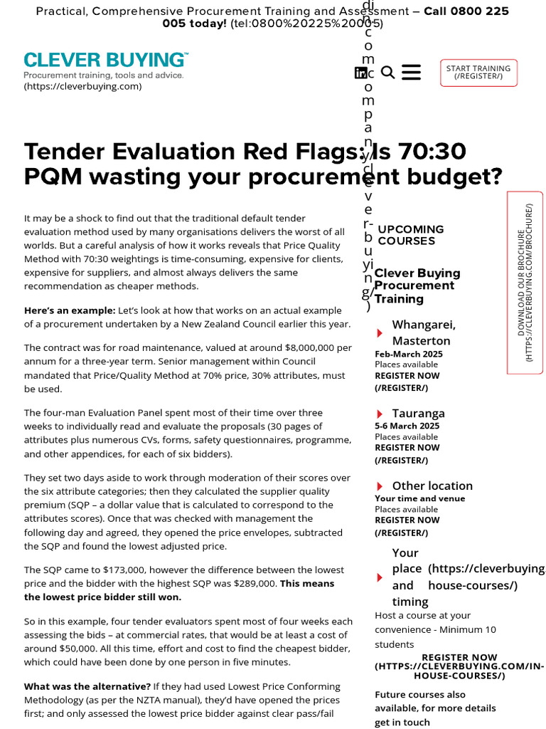 Tender Evaluation Red Flags - Is 70 - 30 PQM Wasting Your Procurement ...