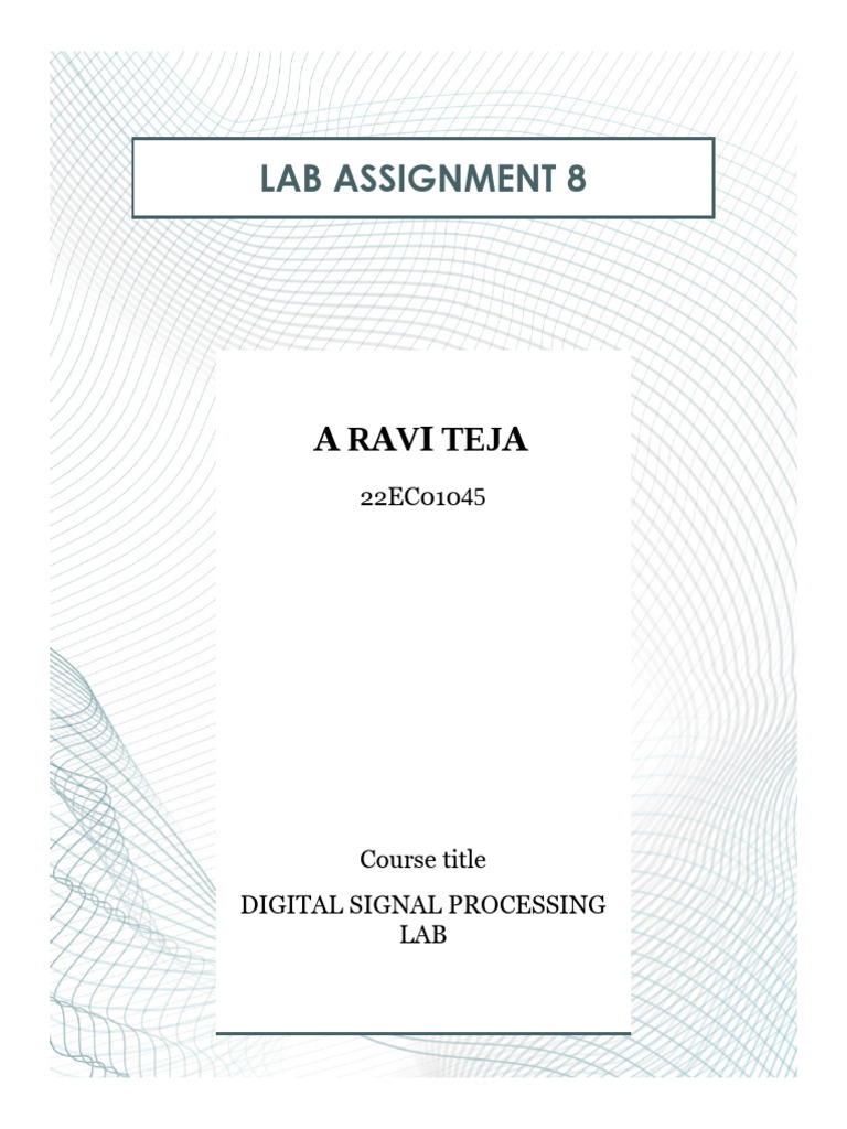 22ec01045 A Ravi Teja Lab8 | PDF | Telecommunications | Telecommunications Engineering