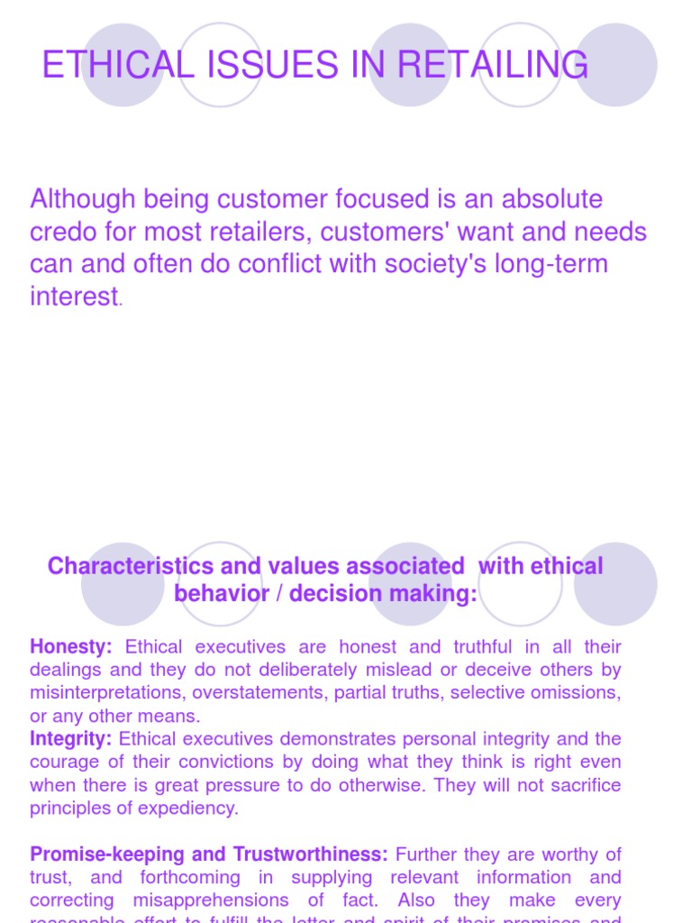 Ethical Issues in Retailing | Integrity | Morality