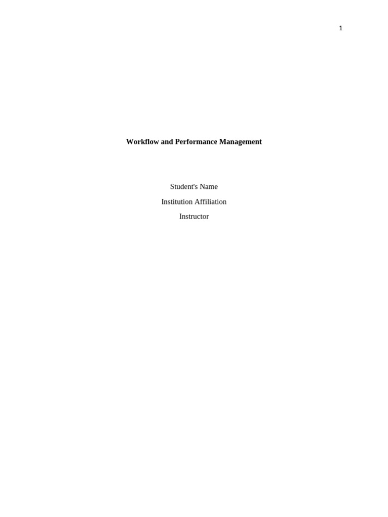Workflow and Performance Management | PDF | Benchmarking | Business