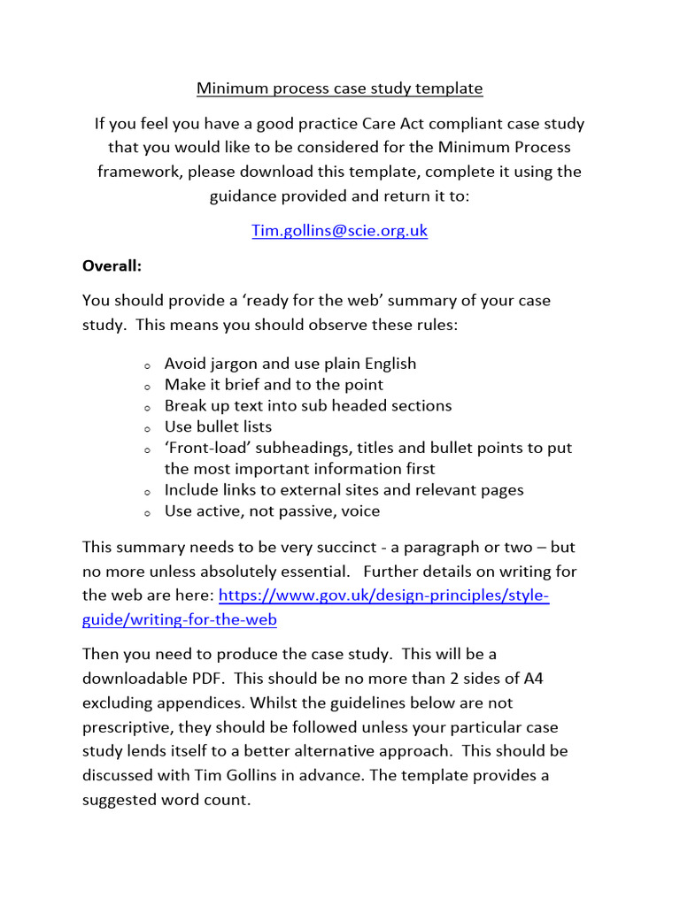 Minimum Process Case Study Template | PDF | Cognition | Human Communication