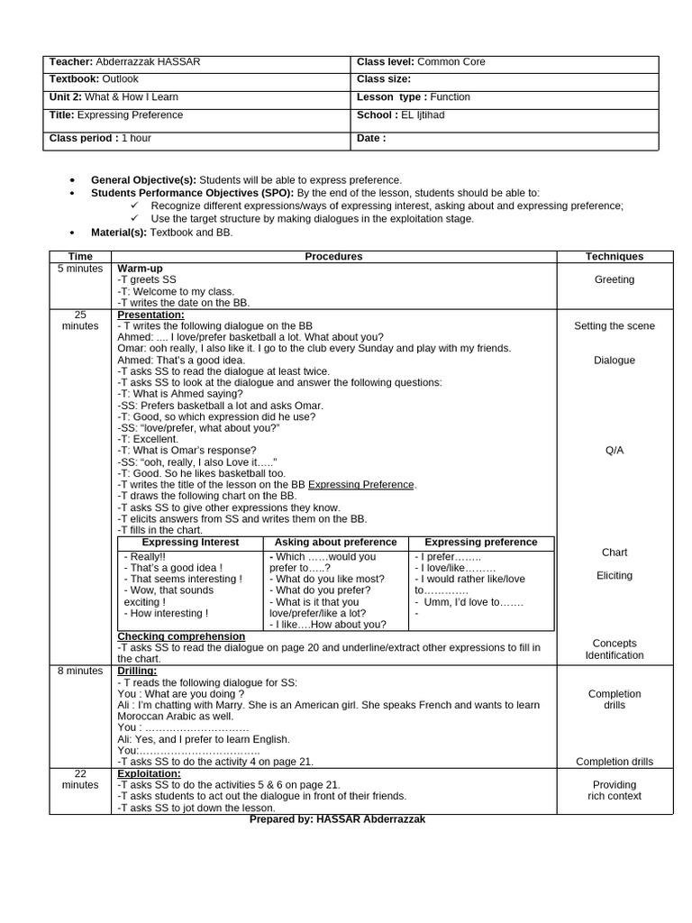 Unit 2 Conversation Express Preference C.C | PDF