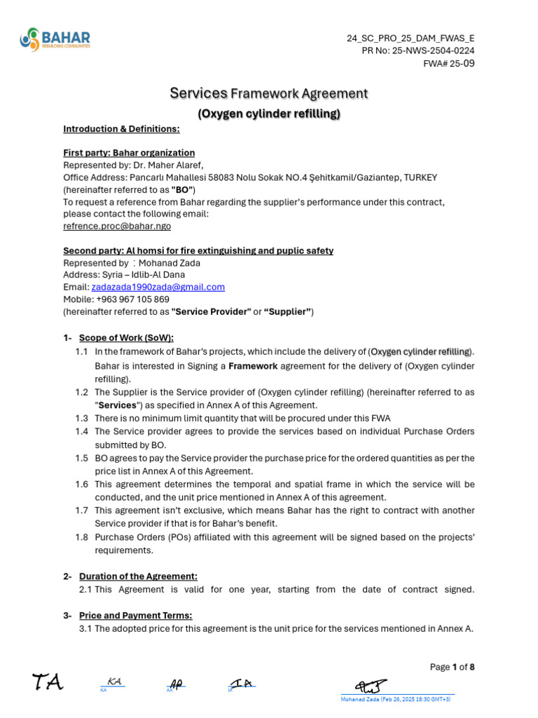 FWA 25-09 Oxygen Cylinder Refilling - Signed | PDF | Terrorism Financing | Justice