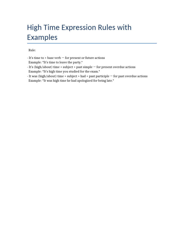 High Time Expression Rules Explained | PDF