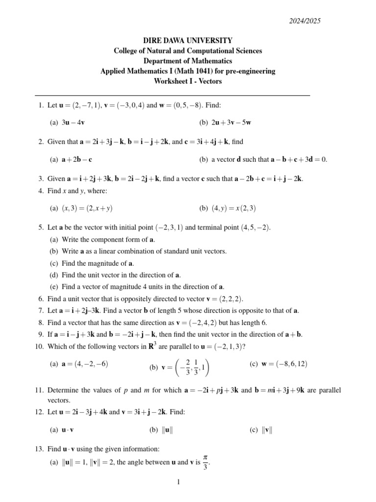 Worksheet I – Chapter 1 (1) | PDF | Geometry | Mathematics