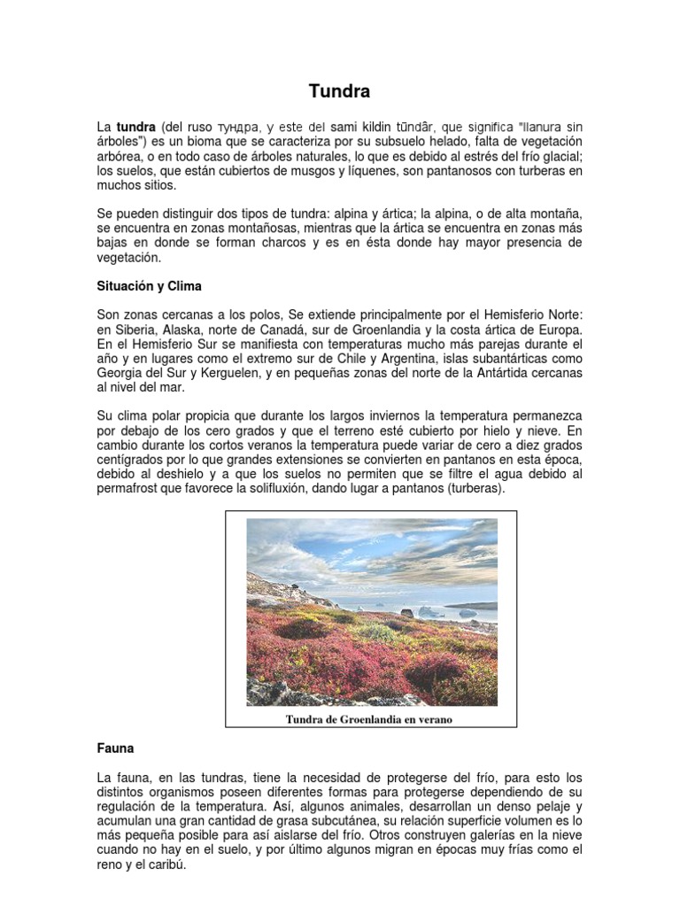 Características de la Tundra | PDF | Ciencias de la Tierra | Geografía ...