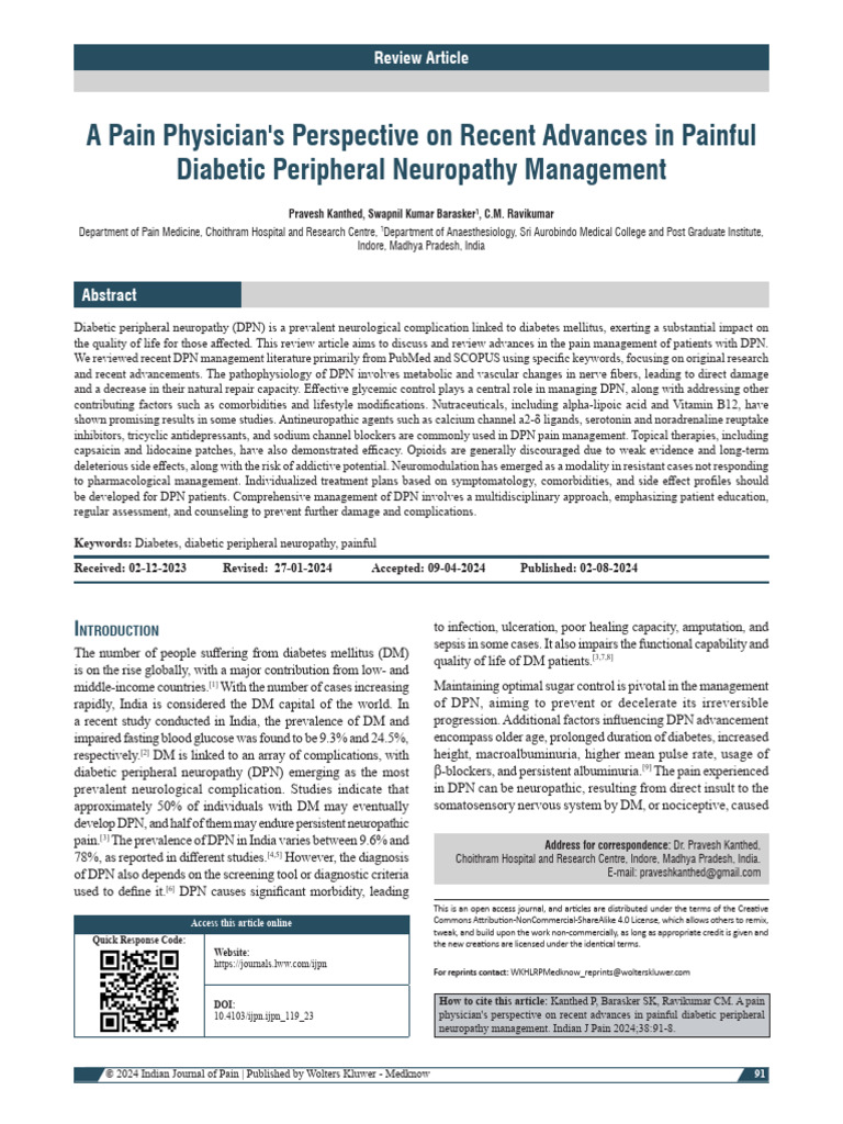 A Pain Physician S Perspective On Recent Advances.2 | PDF | Peripheral ...