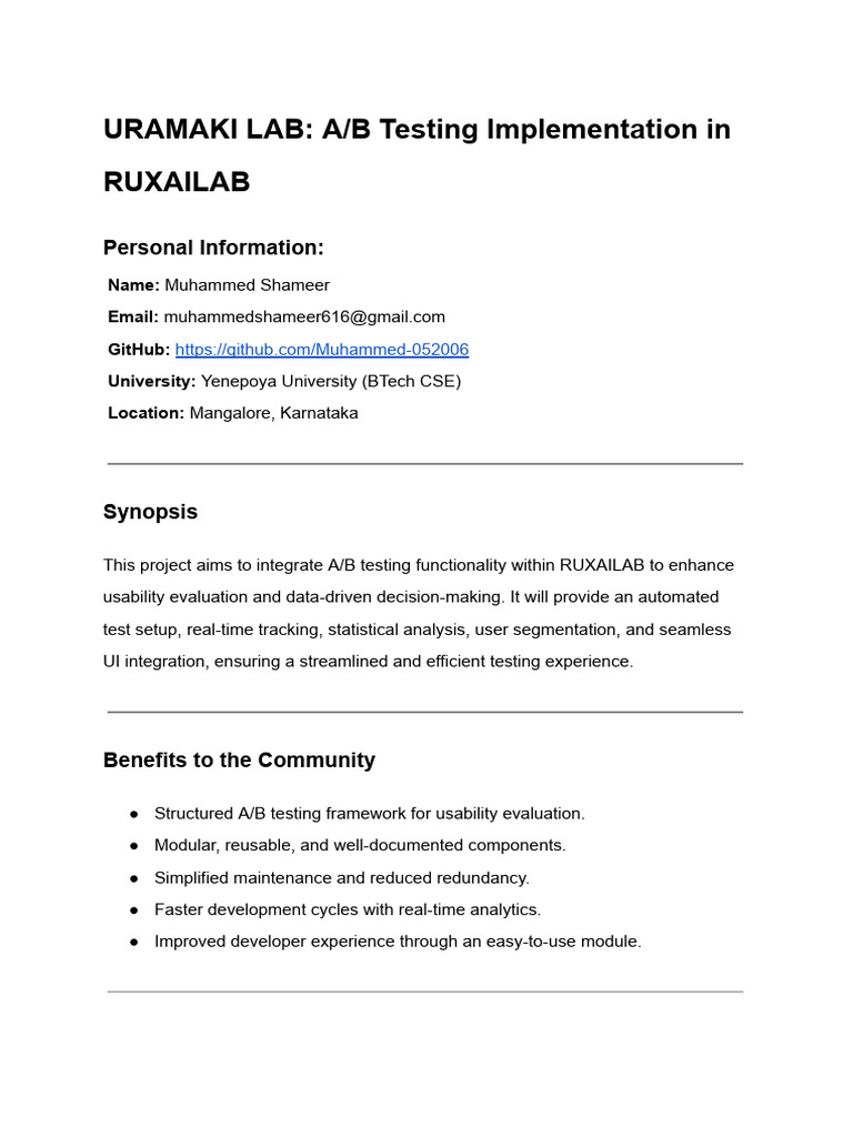 GSoC 2025 Proposal - Implementation of A - B Testing Capability in ...