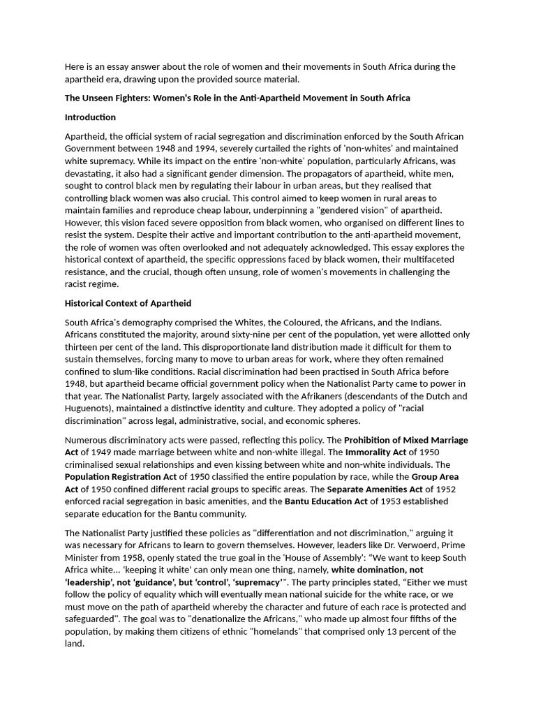 South African Women Movements | PDF | Intersectionality | Apartheid