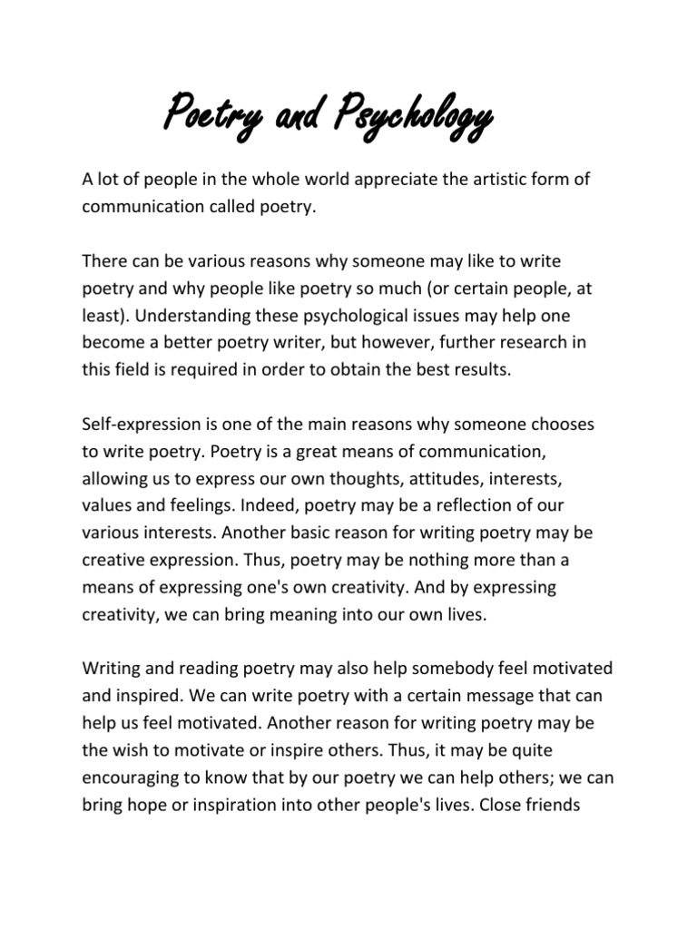 Poetic Psychology | PDF | Emotions | Poetry