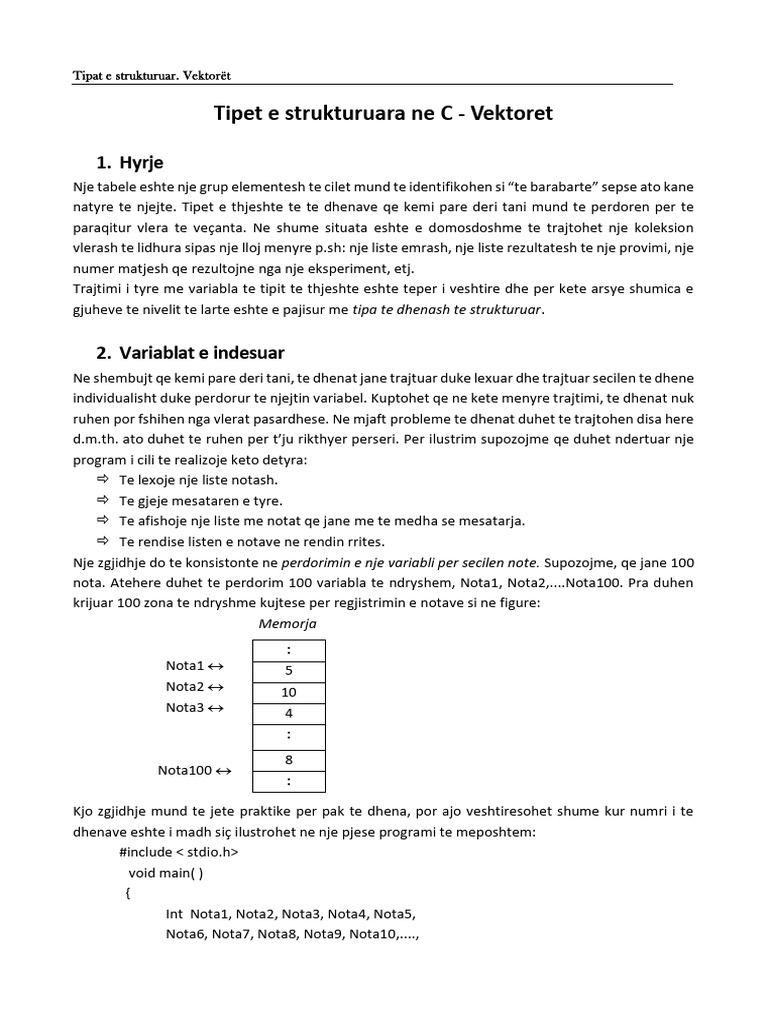 L8_9_Tipet e strukturuara ne C - Vektoret | PDF