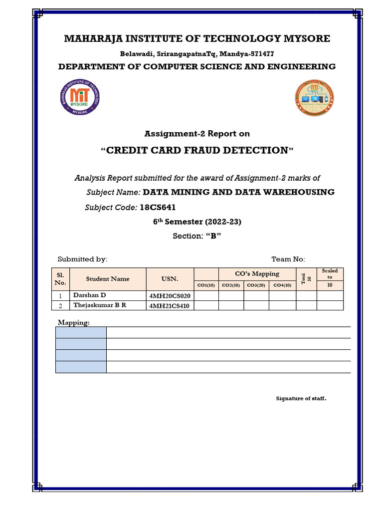Cover Page-DMDW Assignment-2 Report | PDF