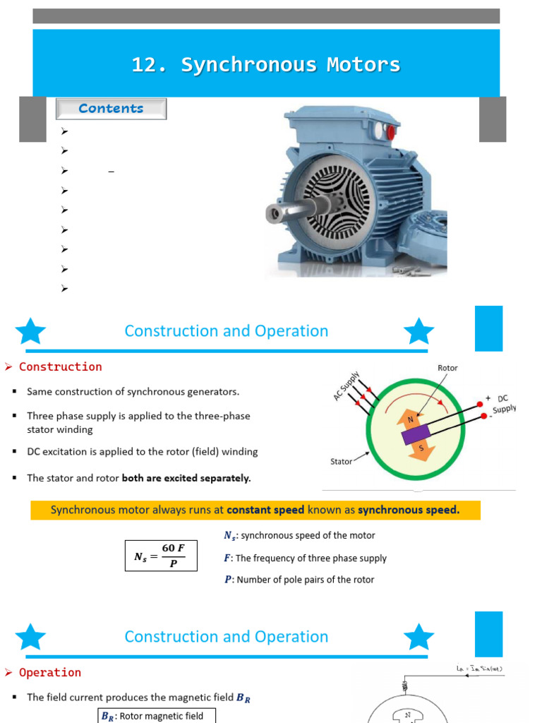Synchronous Motor Theory Math | PDF | Electric Motor | Electrical ...