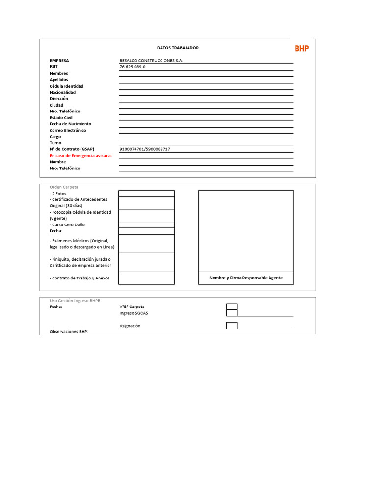 Ficha de Ingreso MEL | PDF