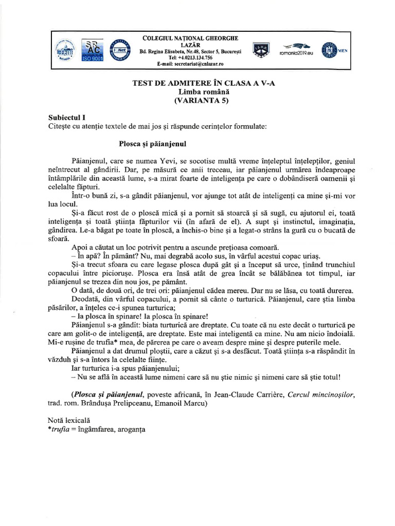 Subiecte Lazar | PDF