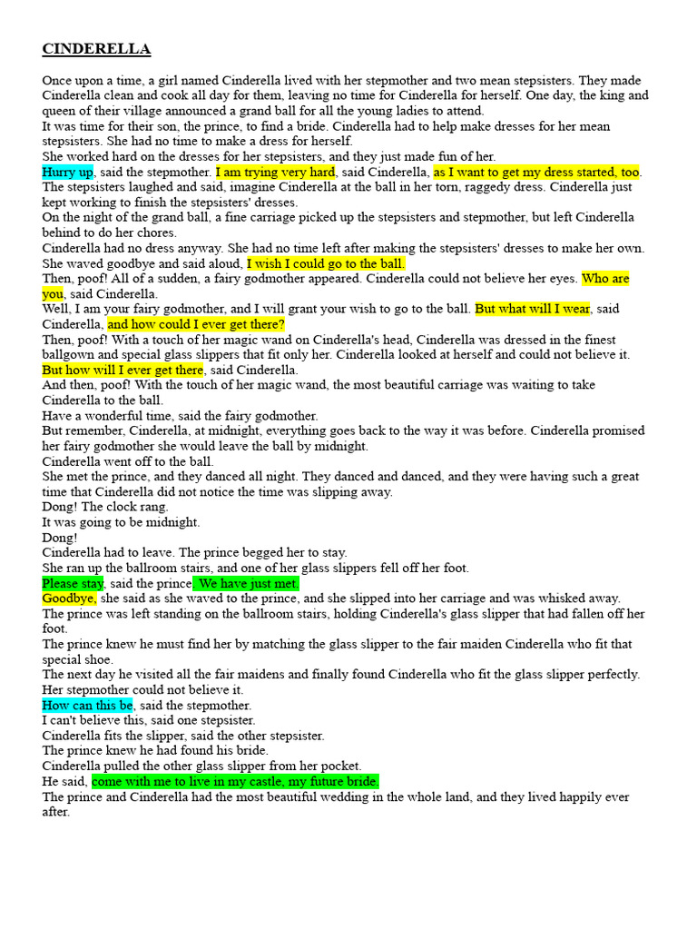 Cinderella: A Fairy Tale Summary | PDF | Cinderella | Fairy Tales