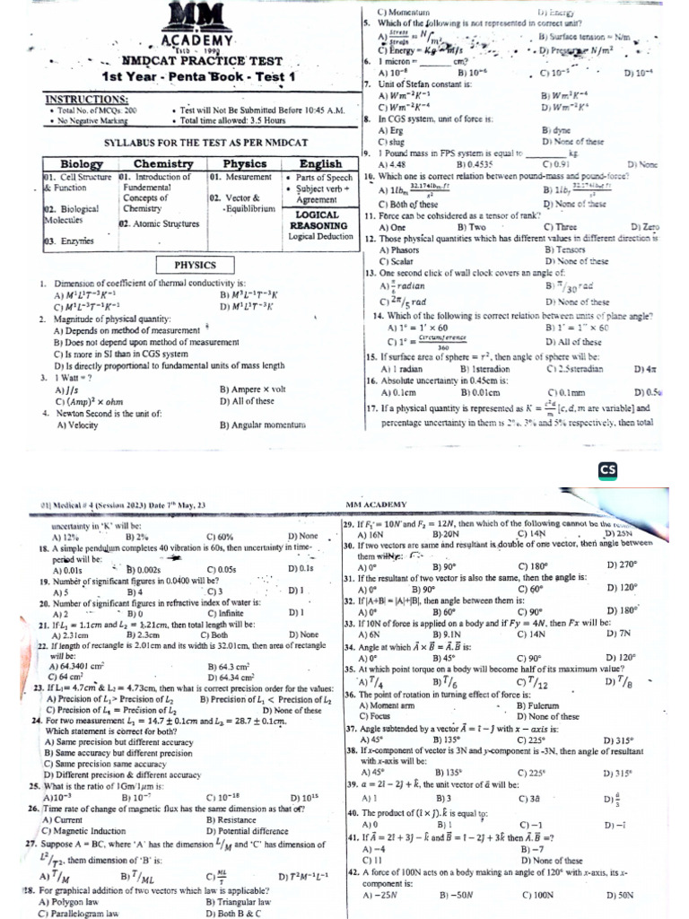 MM Academy 1 Test (7 May) | PDF