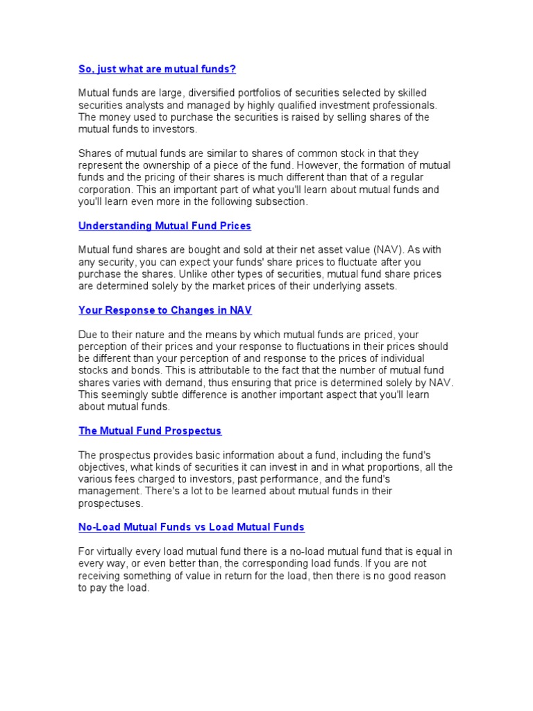 Understanding Mutual Funds Basics | PDF | Closed End Fund | Mutual Funds